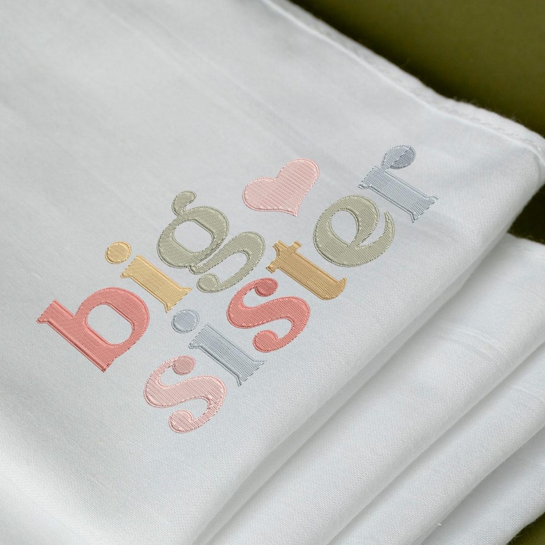 Big Sister Embroidery Design, Sister Machine Embroidery File, Instant ...