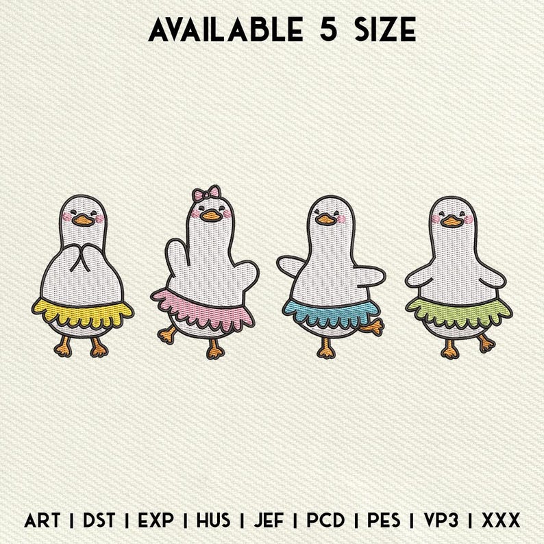 Funny Duck Embroidery Design, Cute Duck Embroidery File, Animal ...