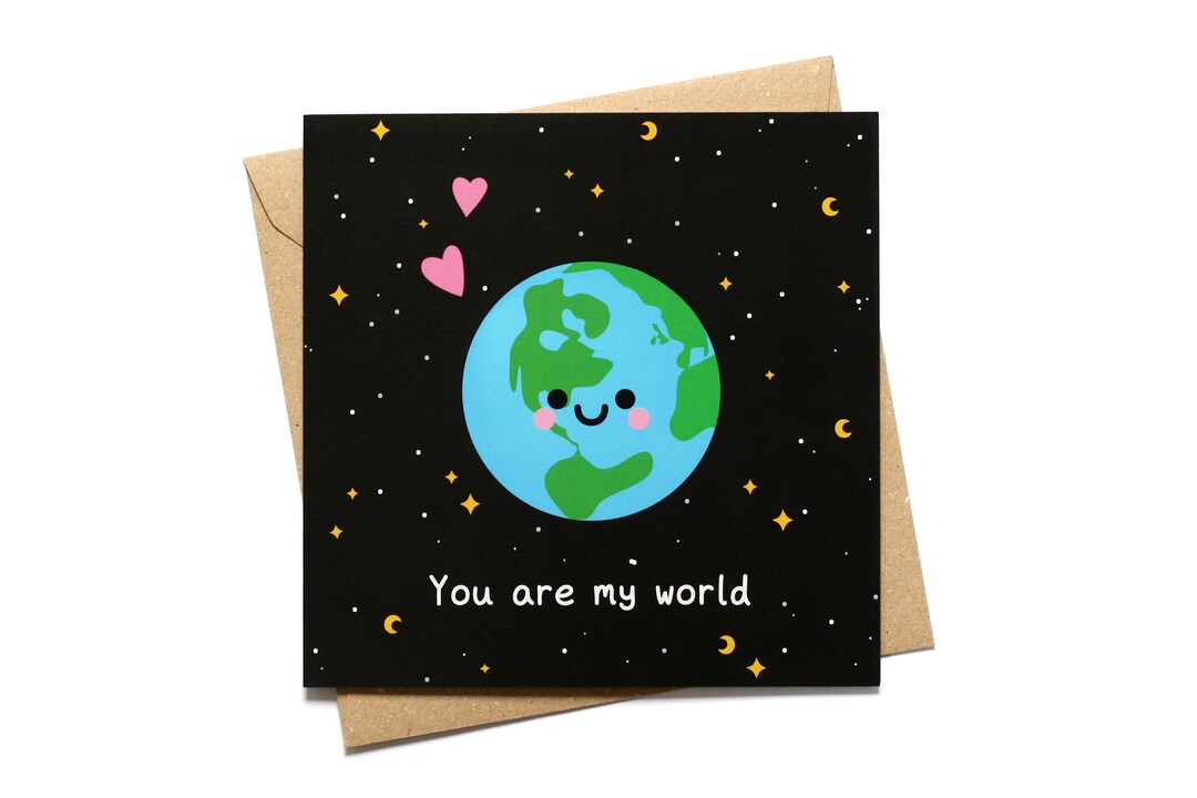 You Are My World Card, Cute Card, I Love You Card, Anniversary Gift ...