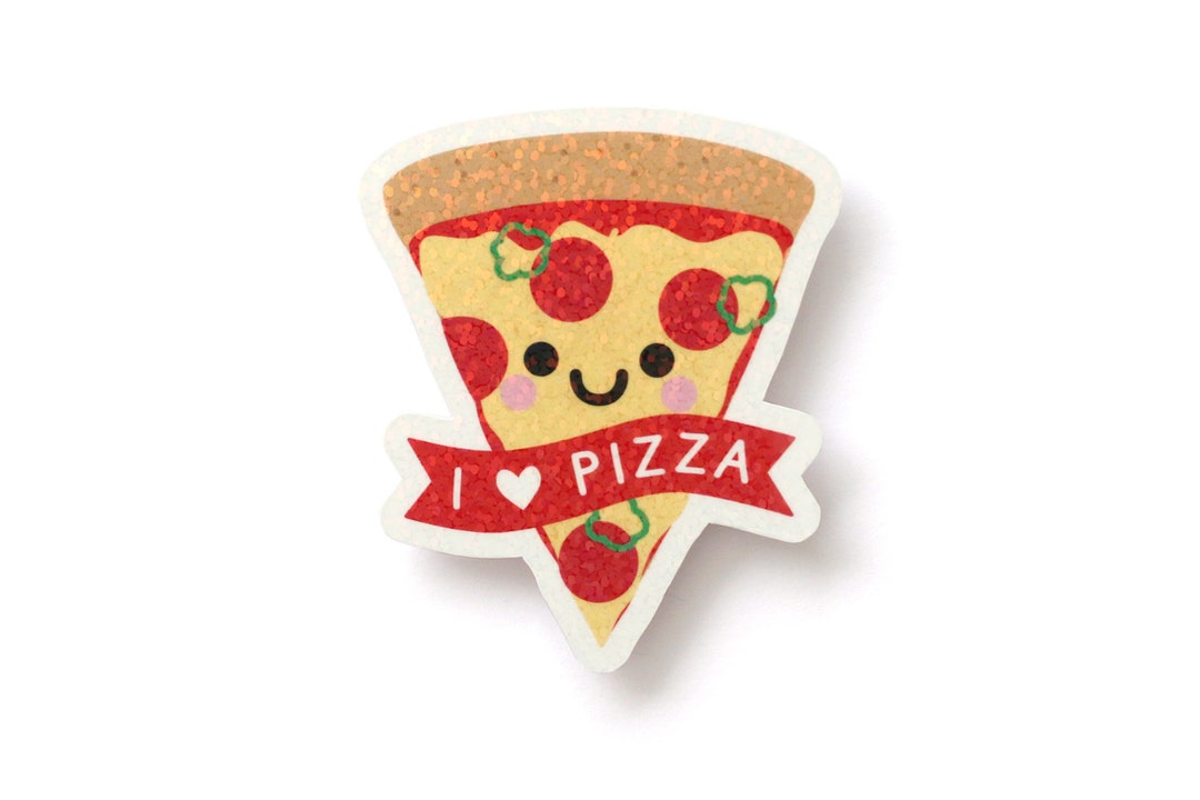 Pepperoni Pizza Sticker With Holographic Overlay Sequin Effect, I Love ...