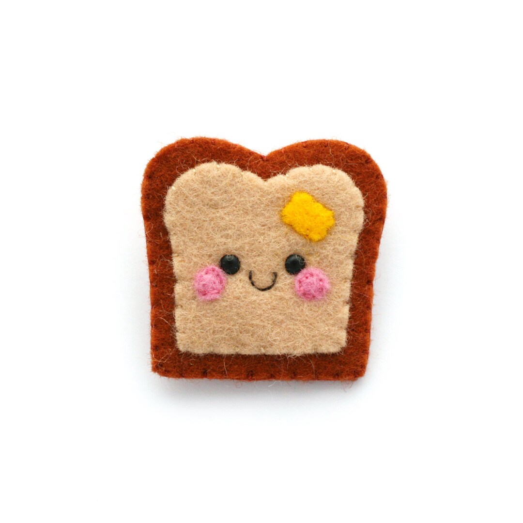 Buttered Toast Felt Brooch, Handmade by Hannahdoodle, Cute Gift for ...