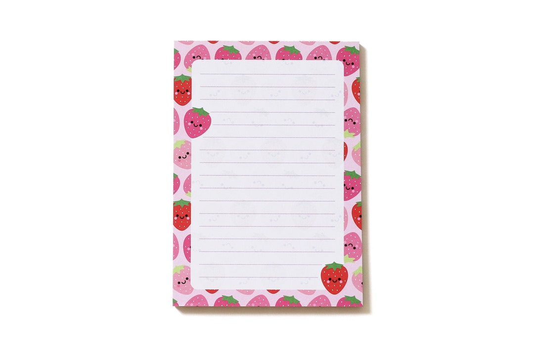 Strawberries Notepad, A6, Cute Stationery by Hannahdoodle - Etsy