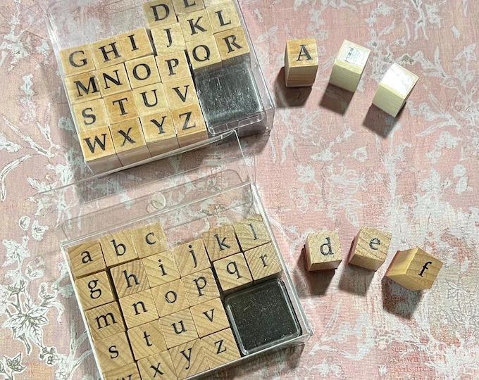 Alphabet Rubber Stamp Set - Bold Typewriter Font Wood Mounted Uppercase ...