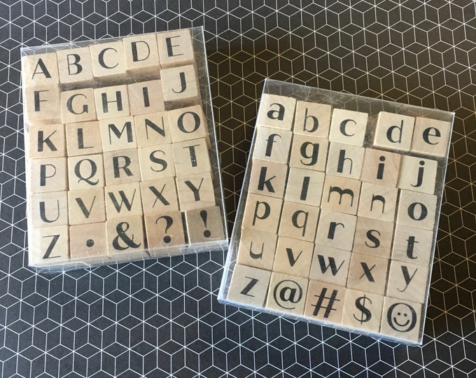 Alphabet Rubber Stamp Set - Modern Art Deco 30-piece Wood Mounted ...
