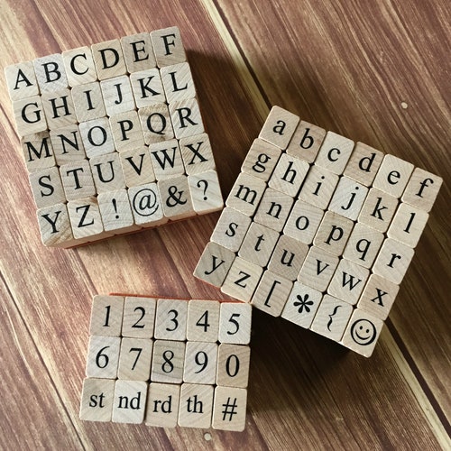 Alphabet Rubber Stamp Set Wood Mounted Uppercase Lower Case | Etsy