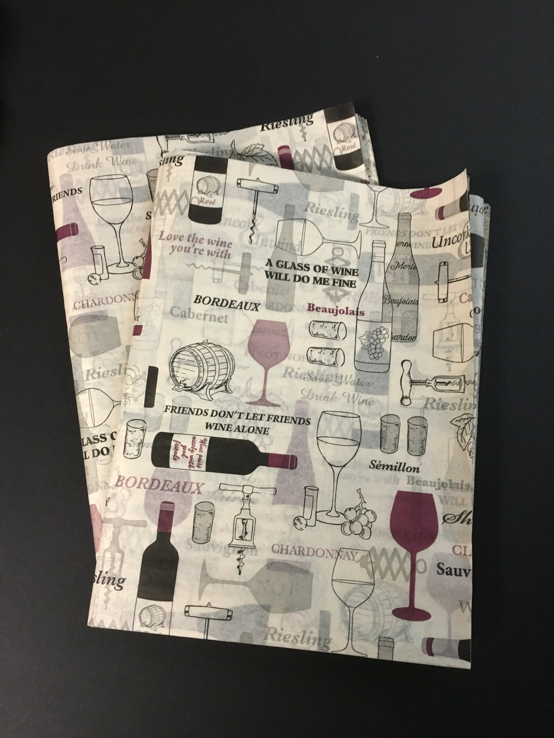 Wine Lovers Tissue Wrap - 15x20 or 20x30 Printed Gift Wrapping Paper ...