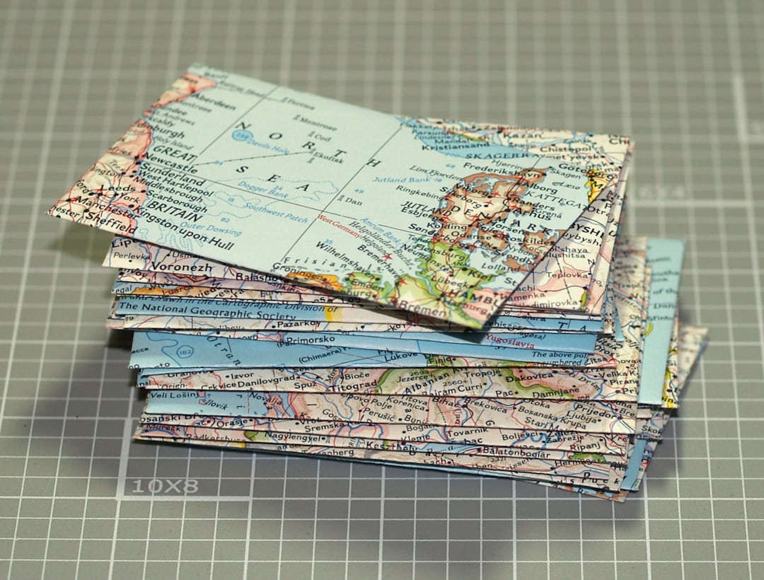 Mini Map Envelopes - Mini Business Card Size Thank You Notes Travel ...