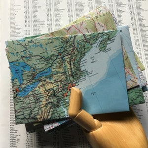 Map Envelopes (12) - A2 Size (4.25" X 5.5") Handmade Stationery Travel ...