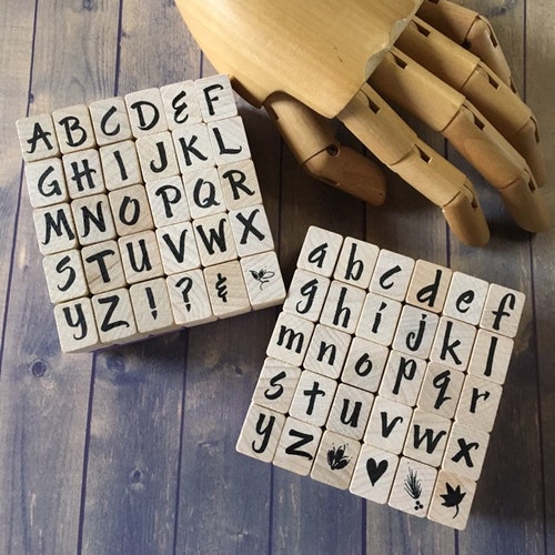 Alphabet Rubber Stamp Set Modern Art Deco 30-piece Wood - Etsy