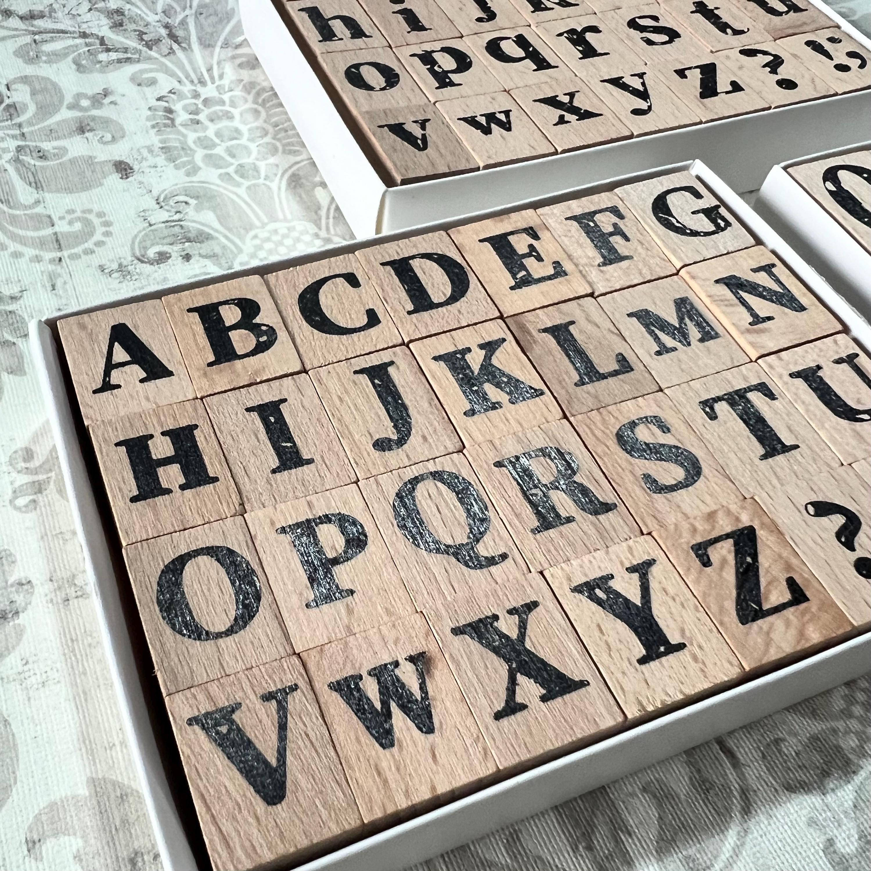 Alphabet Rubber Stamp Set - Distressed Look Large Size Uppercase Lower ...