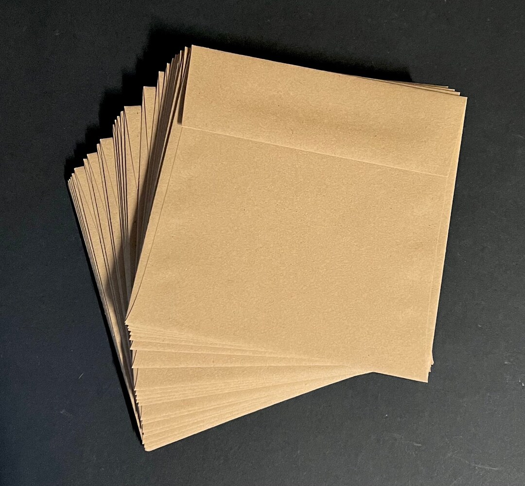 Square Kraft Envelopes - 5.5" Straight Gummed Flaps Stationery Wedding ...