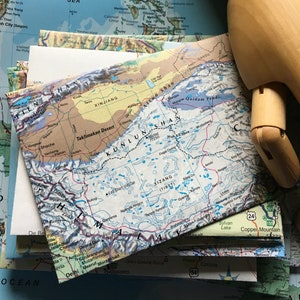 Map Envelopes (12) - A2 Size (4.25" X 5.5") Handmade Stationery Travel ...