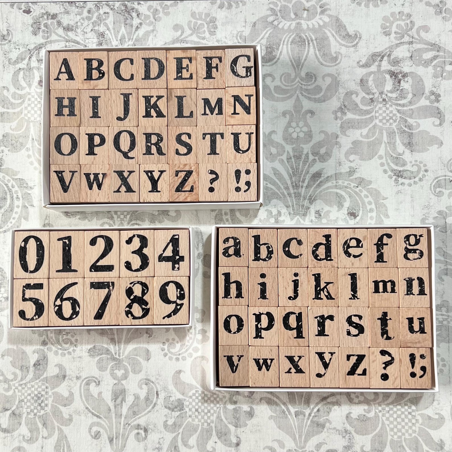 Alphabet Rubber Stamp Set - Distressed Look Large Size Uppercase Lower ...