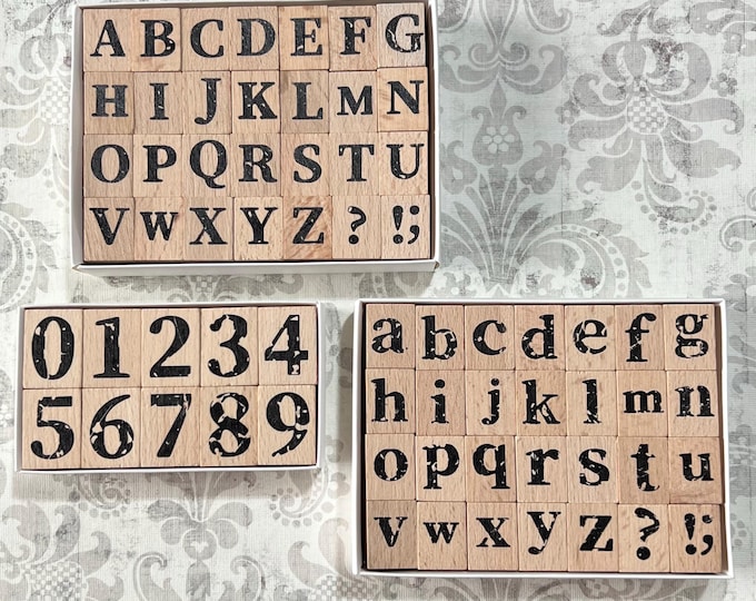 Alphabet Rubber Stamp Set - Modern Art Deco 30-piece Wood Mounted ...