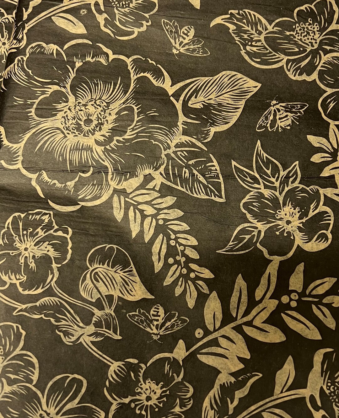 Black Flowers Tissue Wrap - Timeless Floral 15x20 or 20x30 Packaging ...