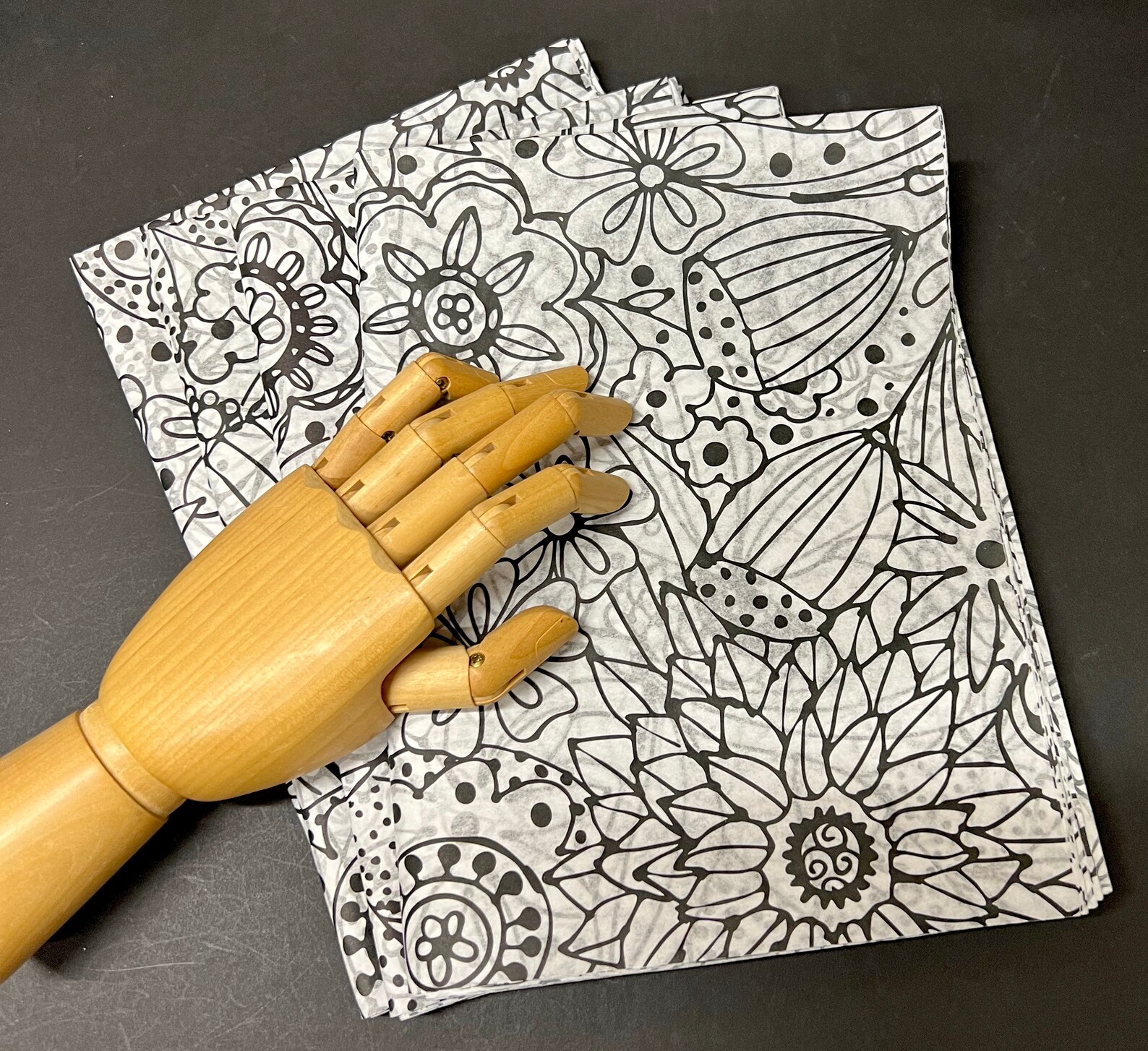 Flower Doodles Tissue Wrap - Fun and Funky Black and White Funky Floral ...