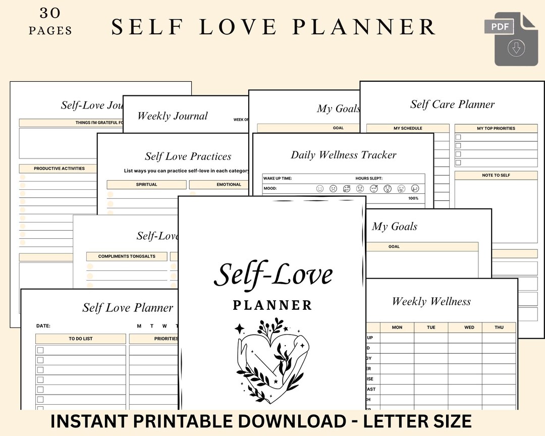 Self Care Planner Printable and Template For, Self-care Diary, Confirmation Diary, Self-love ...