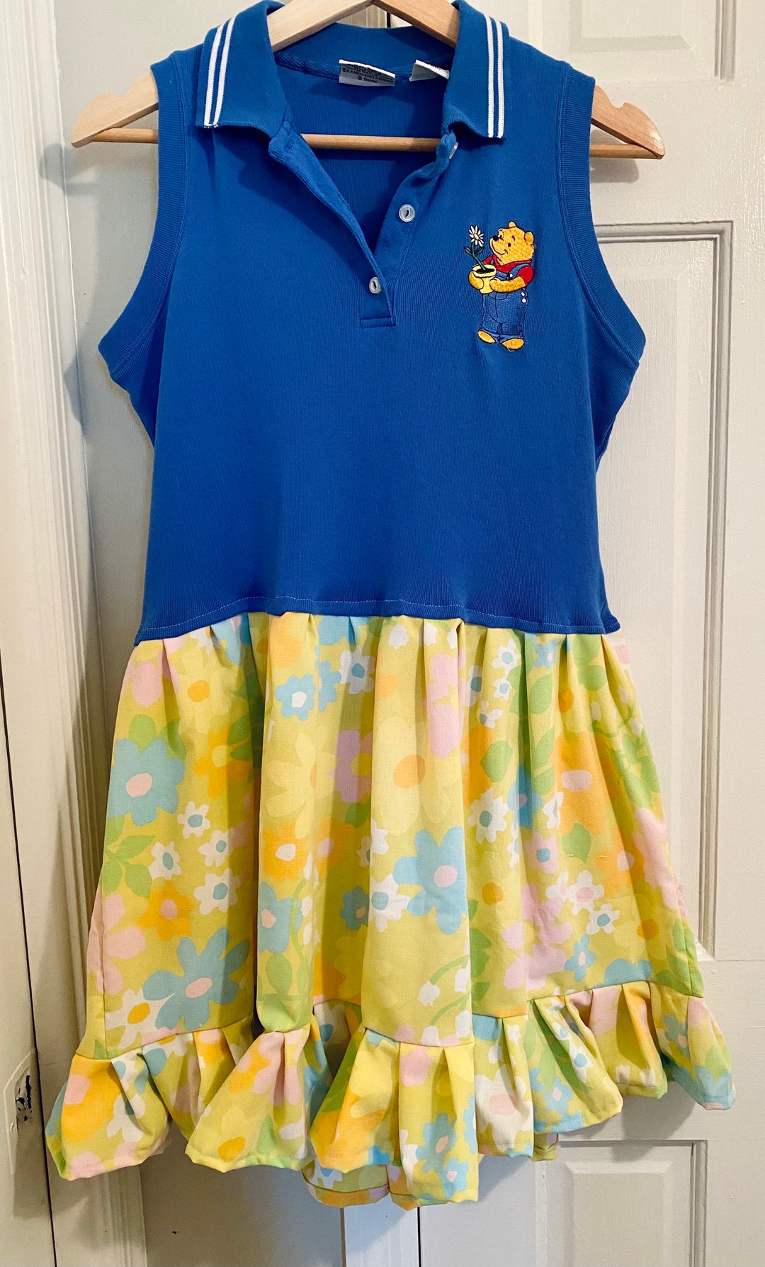 70s Floral Winnie the Pooh Dress - Etsy