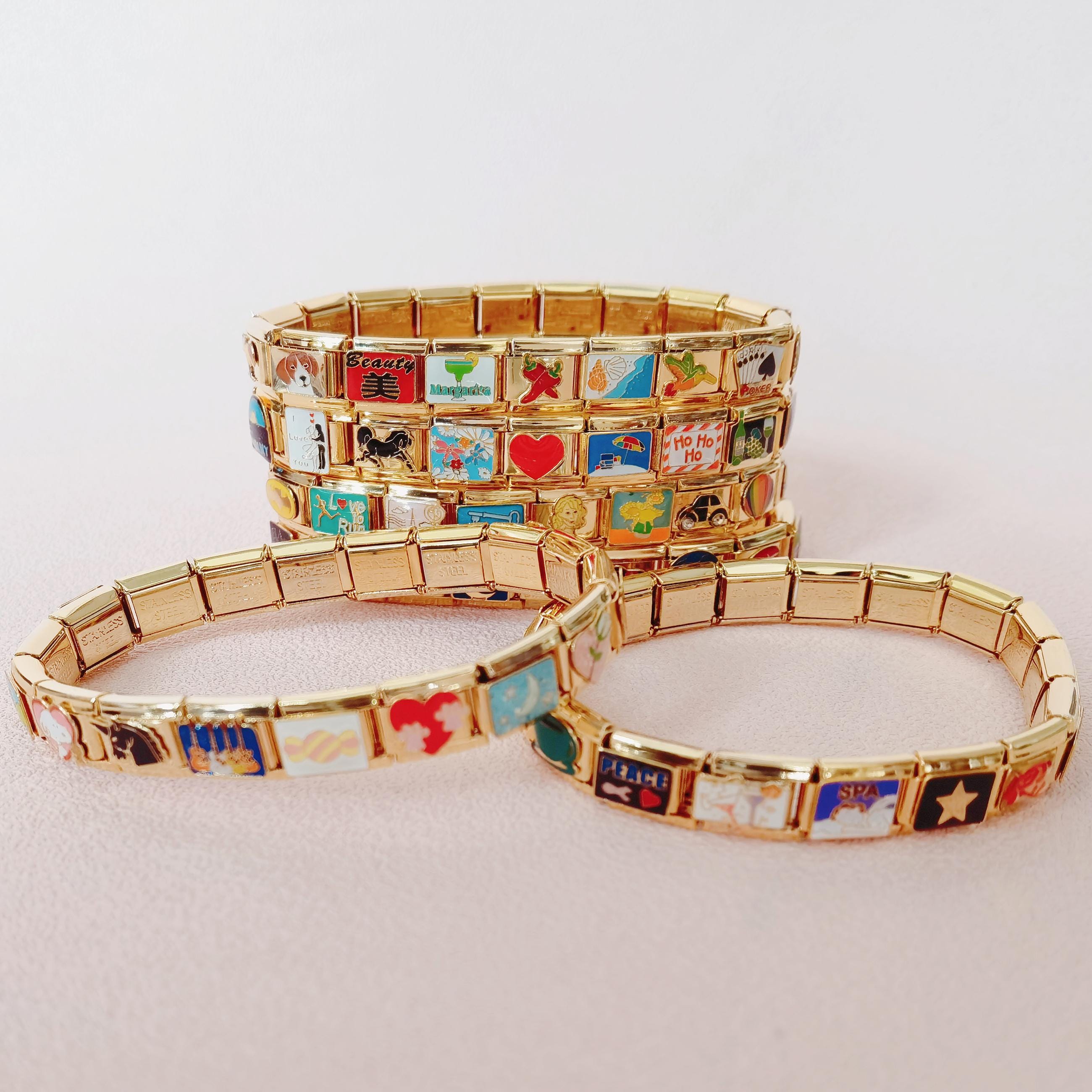 Italian Bracelet, Vintage Italy Charms, Personalized Italian Bracelet, Gold Italian Charms ...