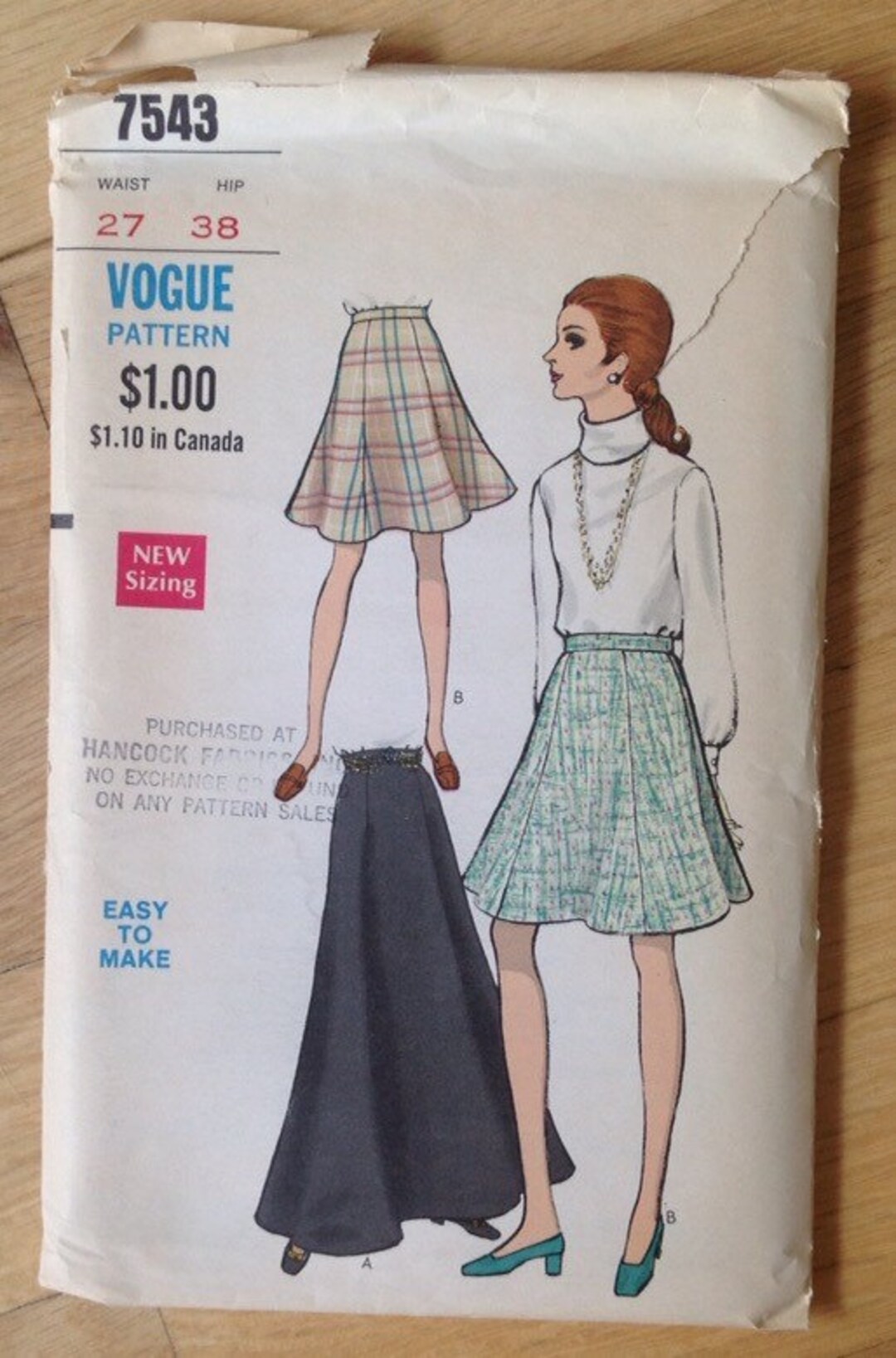 Vogue 7543 Skirt in Two Versions Waist 23 or 27 - Etsy