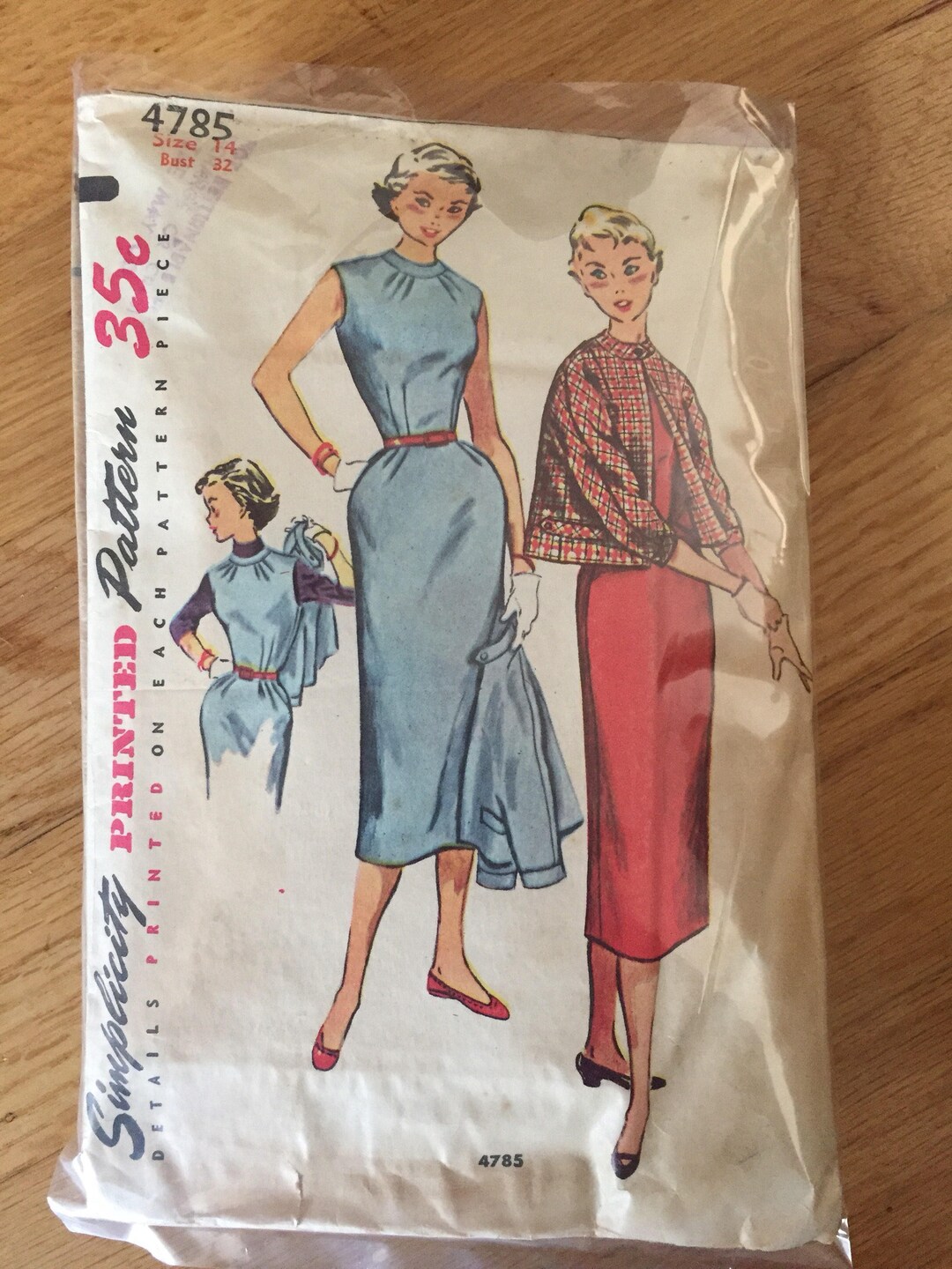 Vintage Simplicity 4785 1950s Dress With Slim 'wiggle' Skirt and Jacket ...