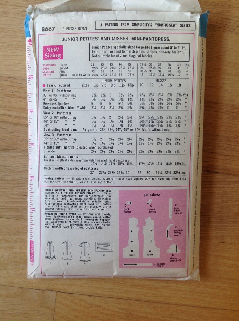 Vintage 1960s Simplicity 8667 Pant Dress Romper or Mini Pant | Etsy