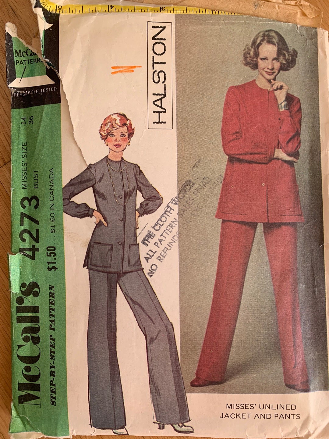Vintage Halston Designer, Jacket and Pants Sewing Pattern Mccall's 4273 - Size 14 - Etsy