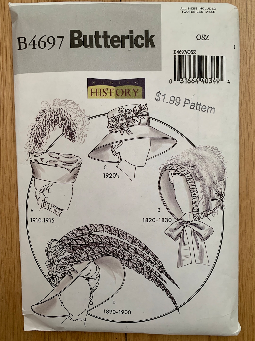 UNCUT Butterick 4210 Millinery Hat Patterns - Etsy