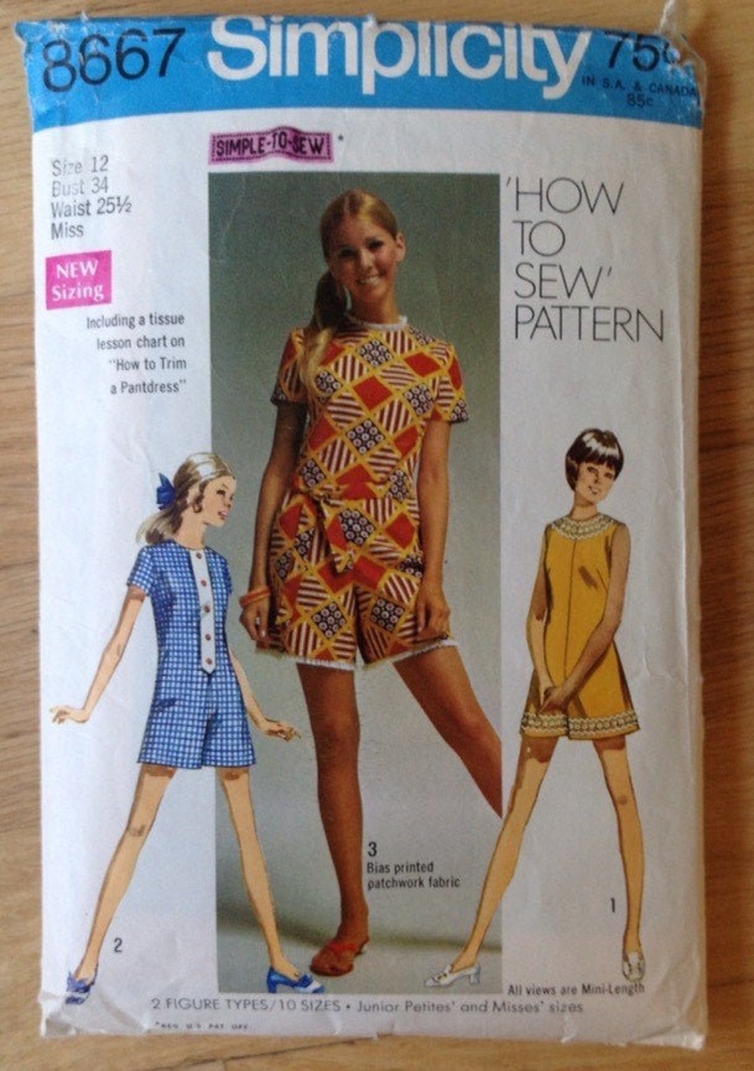 Vintage 1960s Simplicity 8667 Pant Dress, Romper or Mini Pant Suit ...