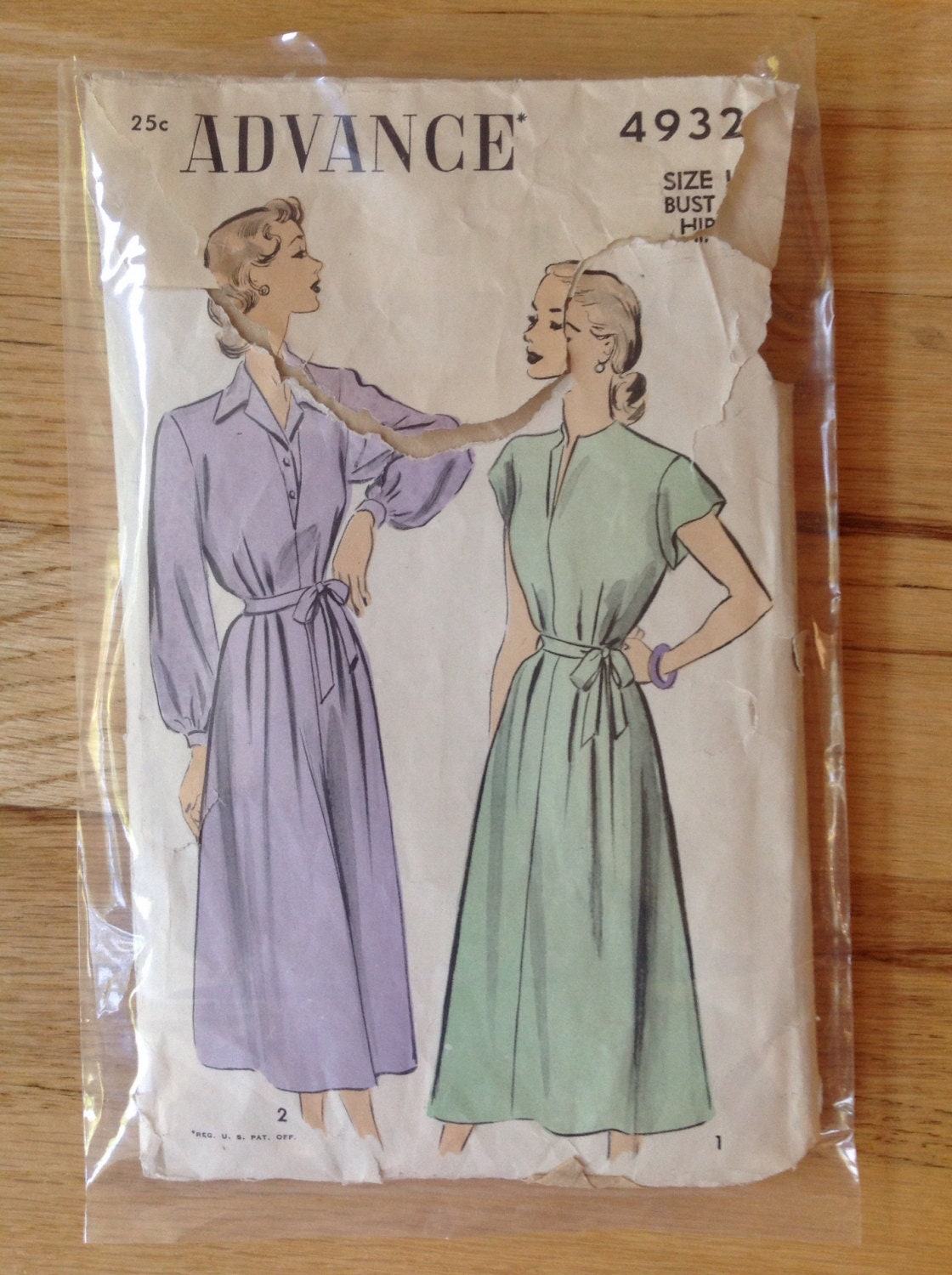 50\u2019s Vintage Advance Sewing Pattern Easy Blouson Dress Size 14 ...