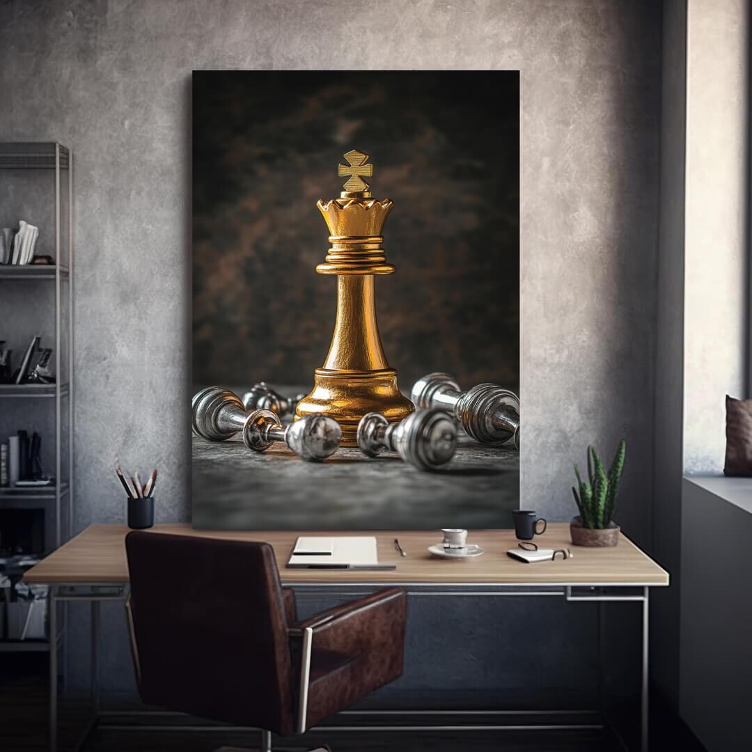 Golden Chess King Canvas Wall Art Illustration Chess Game Gift Idea ...