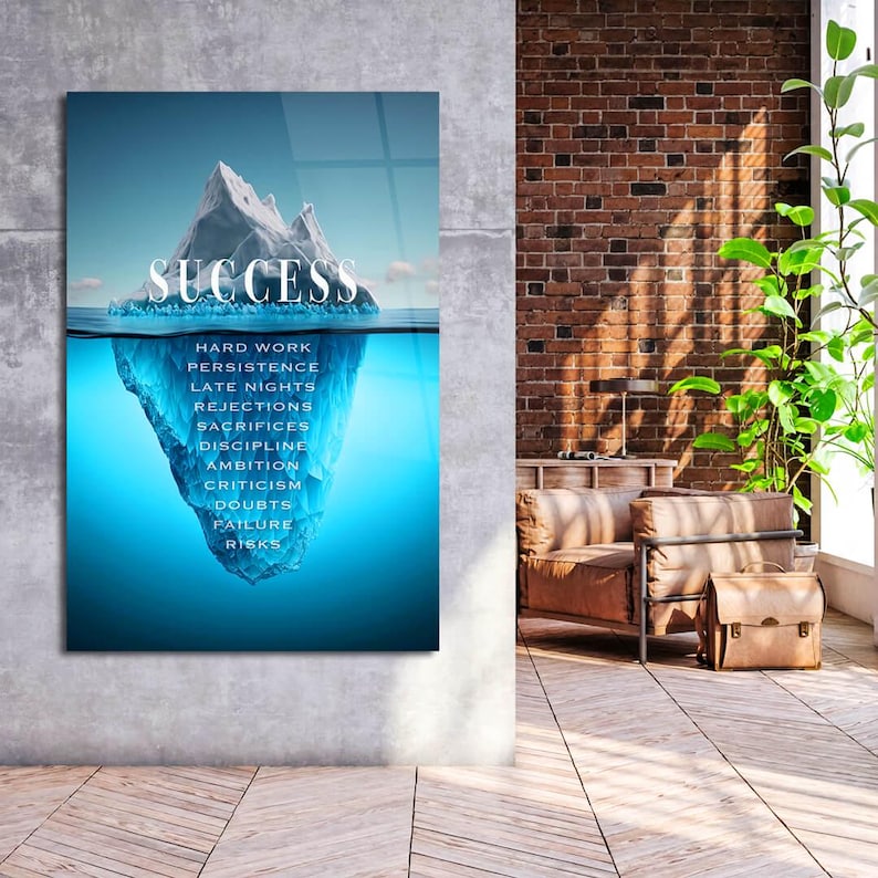 Success Iceberg Motivational Quotes Canvas Wall Art Inspirational ...