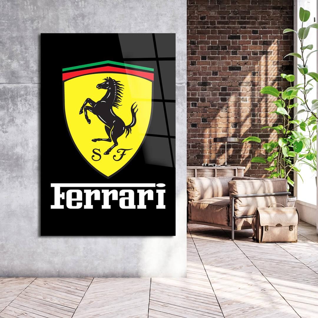 Ferrari Logo Canvas or Acrylic Glass Effect Wall Art Rari Logo Print ...