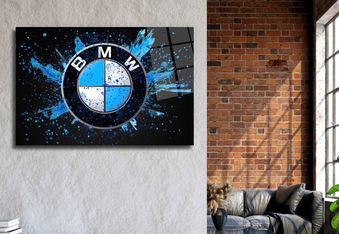 BMW Car Logo Canvas or Acrylic Glass Effect Wall Art BMW Print ...