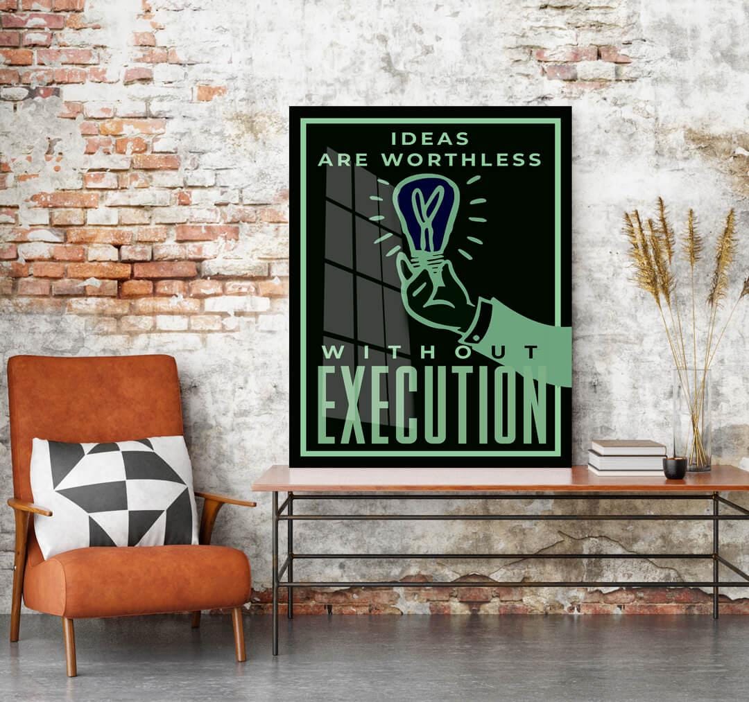 Ideas Are Worthless Success Canvas Wall Art Inspirational Acrylic Art ...