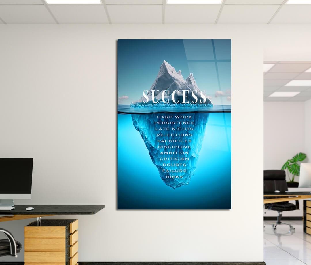Success Iceberg Motivational Quotes Canvas Wall Art Inspirational ...