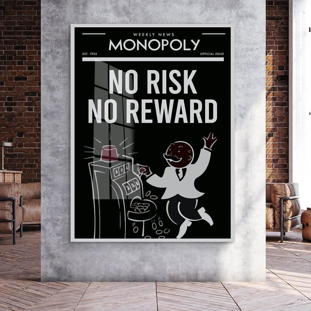 Monopoly 'no Risk No Reward' Wall Art: Motivational Office Decor - Etsy