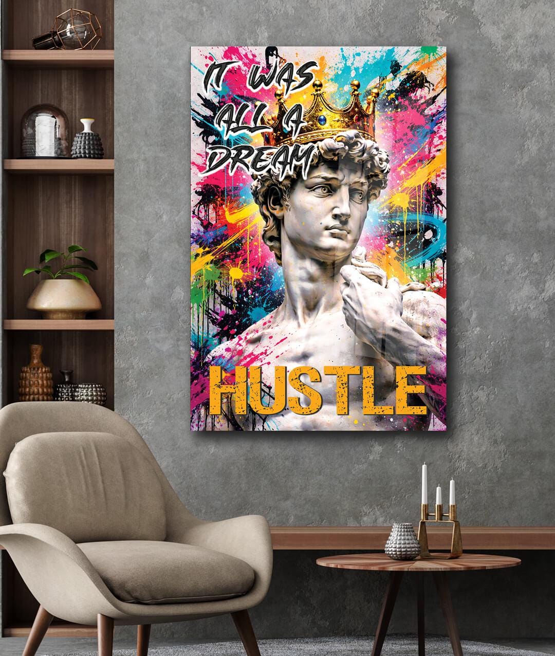Hustle David Sculpture Statue Male Canvas or Acrylic Wall Art Office ...