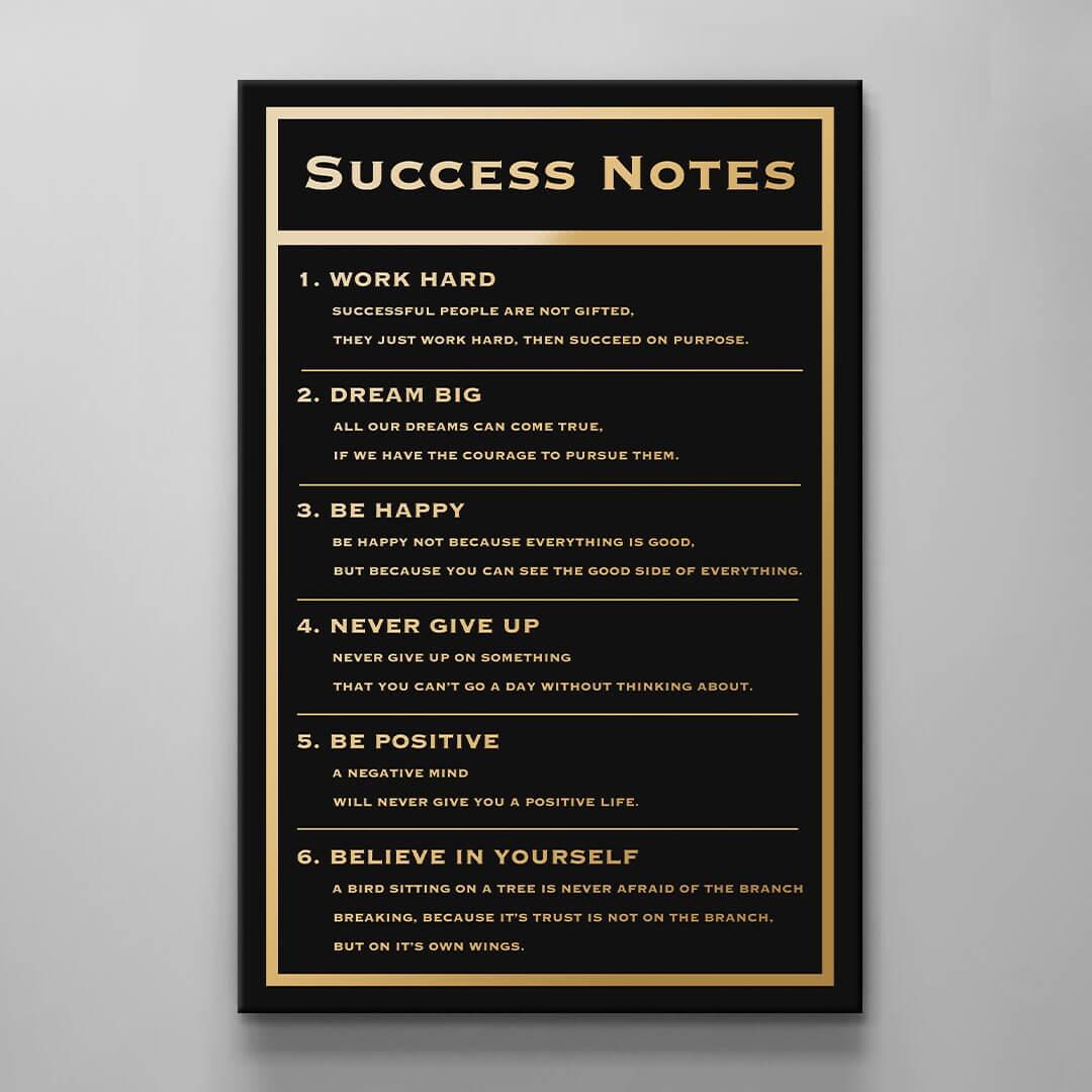 Success Notes Motivational Quote - Office Canvas Art Living Room ...