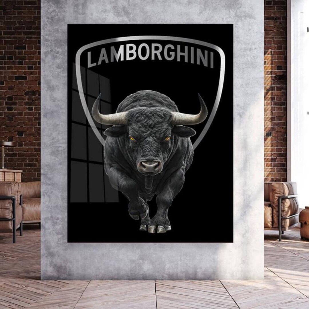 Lambo Bull Art Lambo Logo Canvas or Acrylic Print Inspirational Home or ...