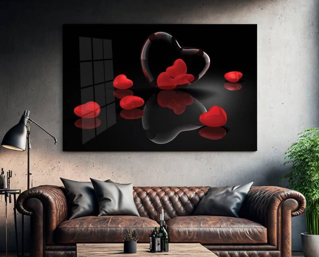 Love Heart Art Abstract Canvas or Acrylic Art Modern Wall Decor ...