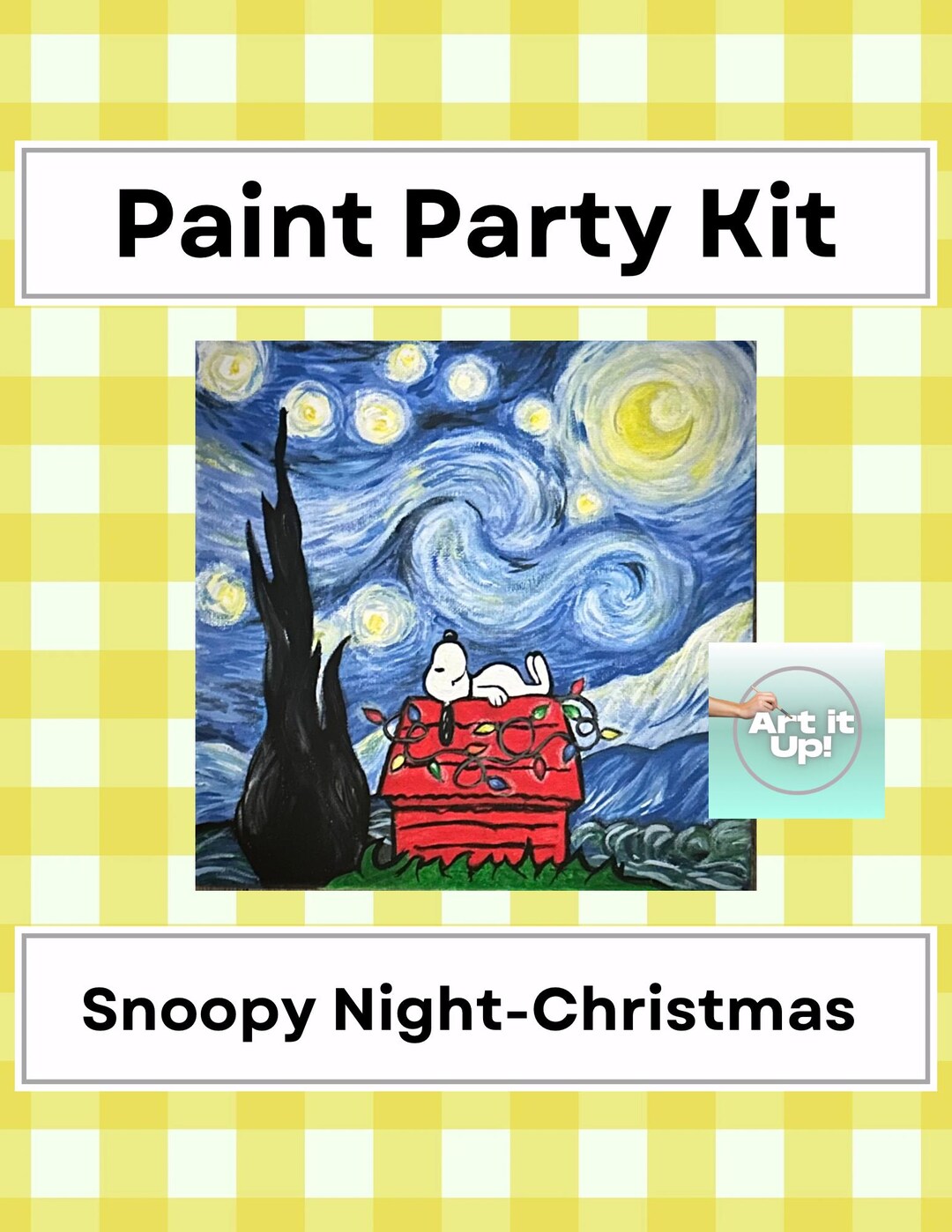 Snoopy Starry Night Paint Party Kit: DIY Christmas Lights Painting - Etsy