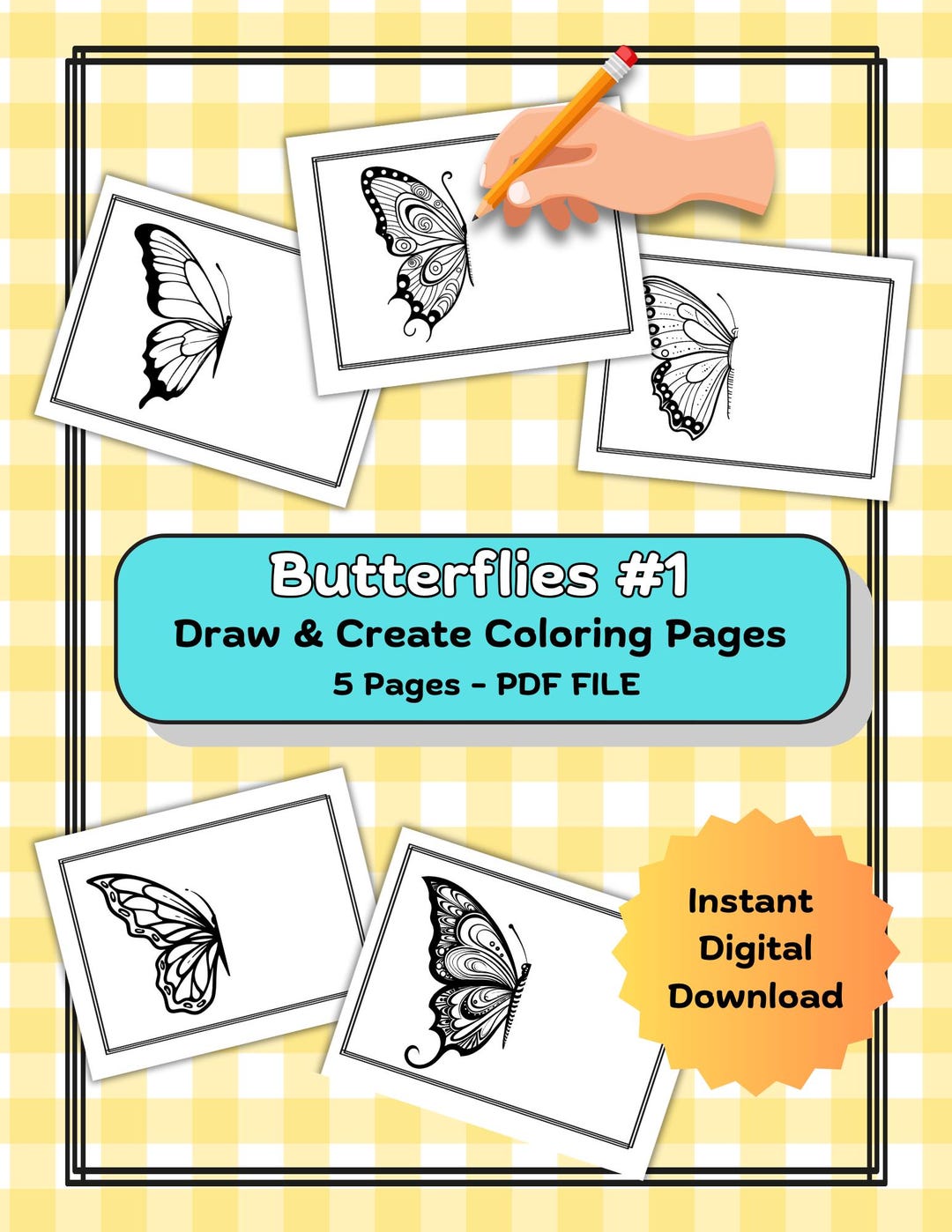 Digital Butterfly Coloring Pages, Draw & Color Interactive Sheets ...