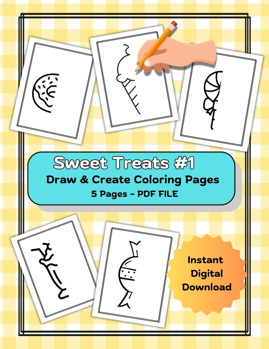 Sweet Treats & Desserts Coloring Pages, Digital Download, Draw and ...