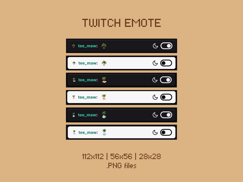 Summer Twitch Stream Overlay Bundle Palm Tree Emote for Streamers Pixel ...
