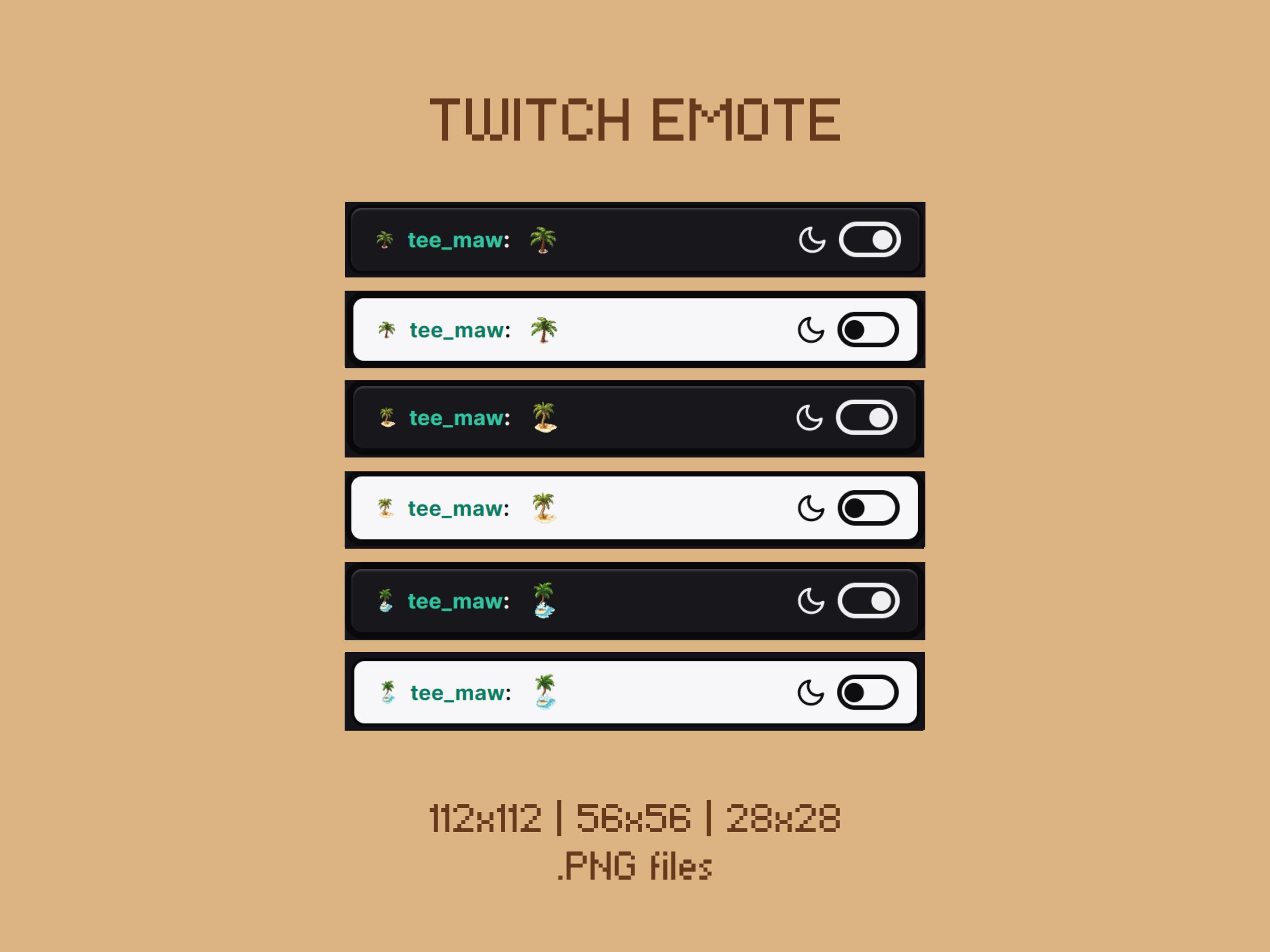 Summer Twitch Stream Overlay Bundle Palm Tree Emote for Streamers Pixel ...