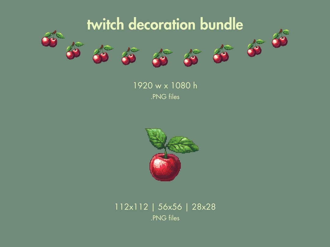 Red Cherry Overlay Emote Twitch Streaming Bundle Cherry Fruit Pack ...