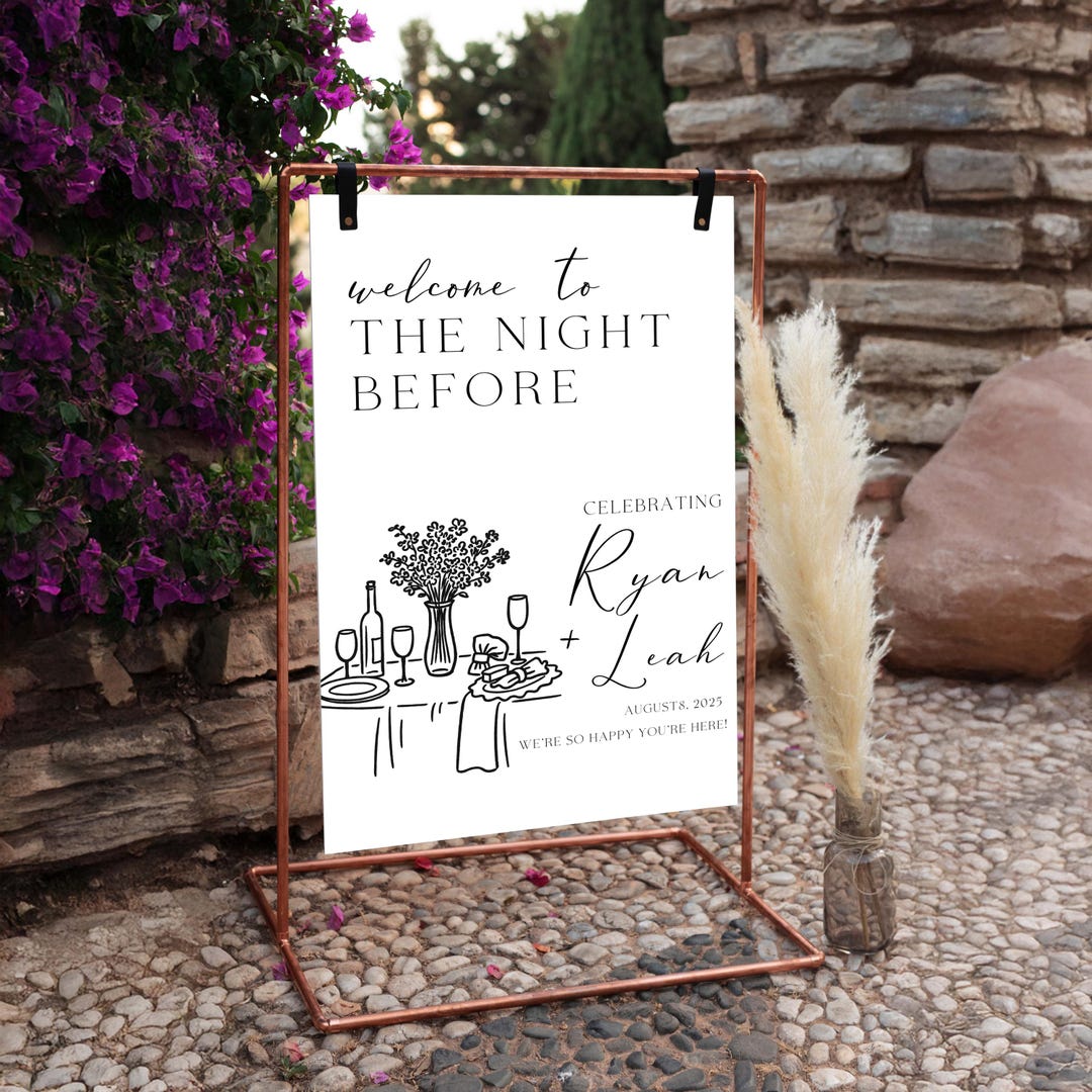 The Night Before Sign, Hand Drawn Rehearsal Dinner Sign, Whimsical ...