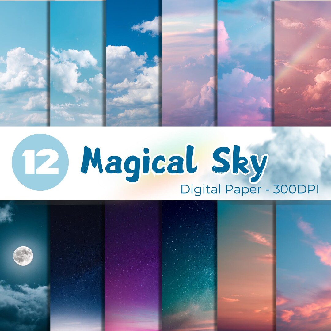 Magical Sky Digital Paper Set 12 High-quality Sky Backgrounds for ...