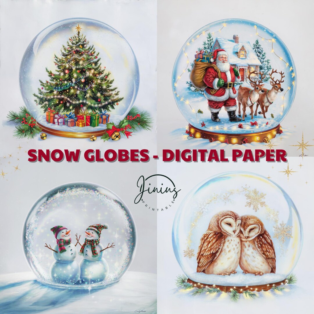 Snow Globe Digital Artwork Set 8 Festive Christmas Backgrounds for ...